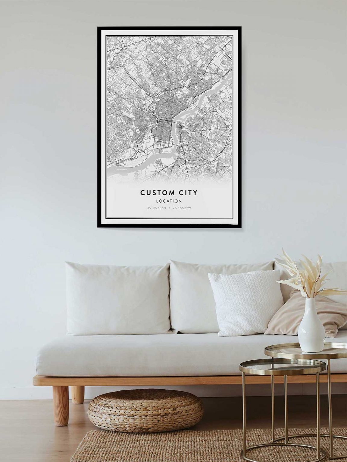 Custom Modern City Map Art - Wright Edison