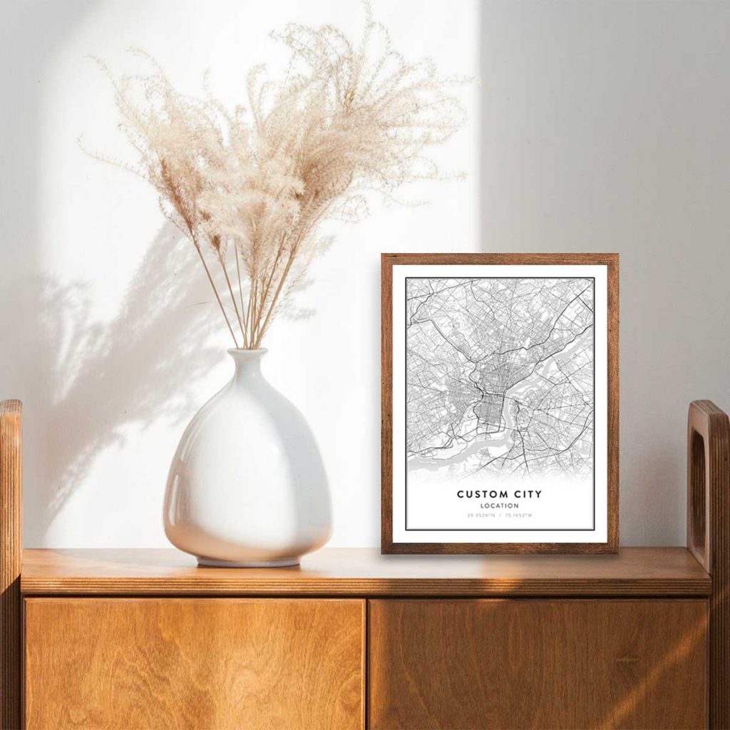 Custom Modern City Map Art - Wright Edison