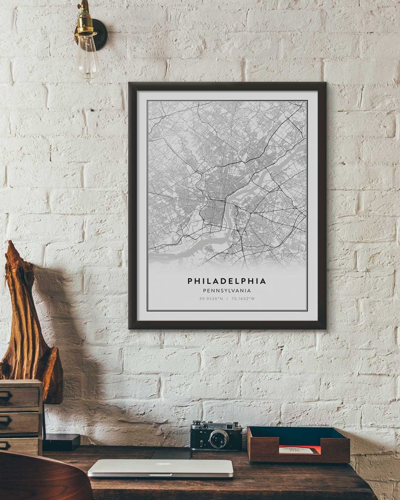 Modern Philadelphia Map Art - Wright Edison