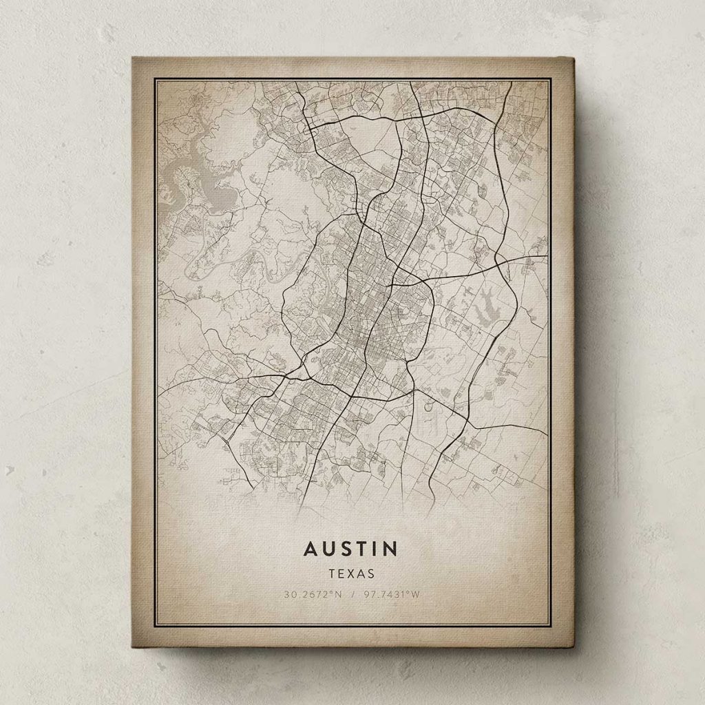 Vintage Austin Map Art - Wright Edison