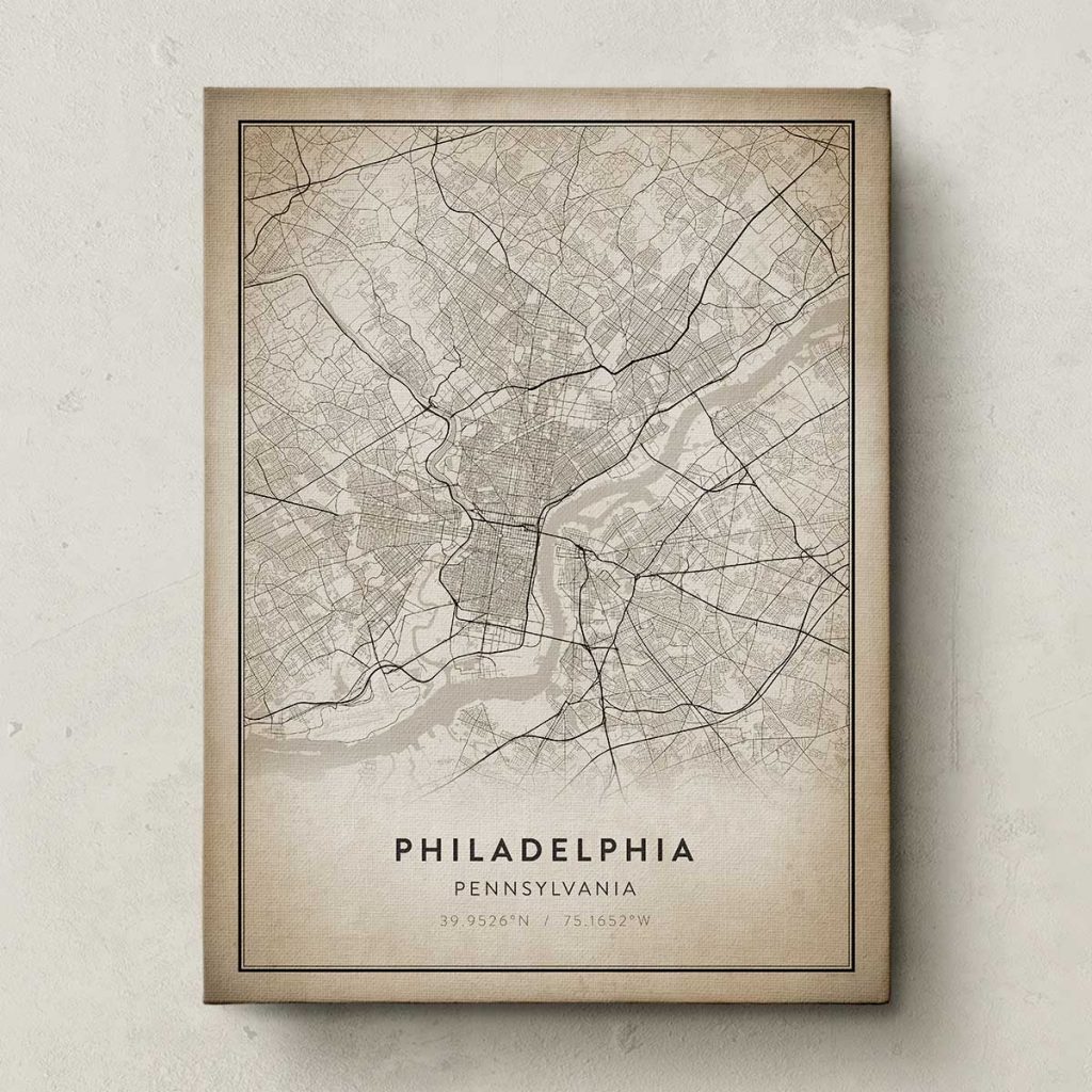 Vintage Philadelphia Map Art - Wright Edison