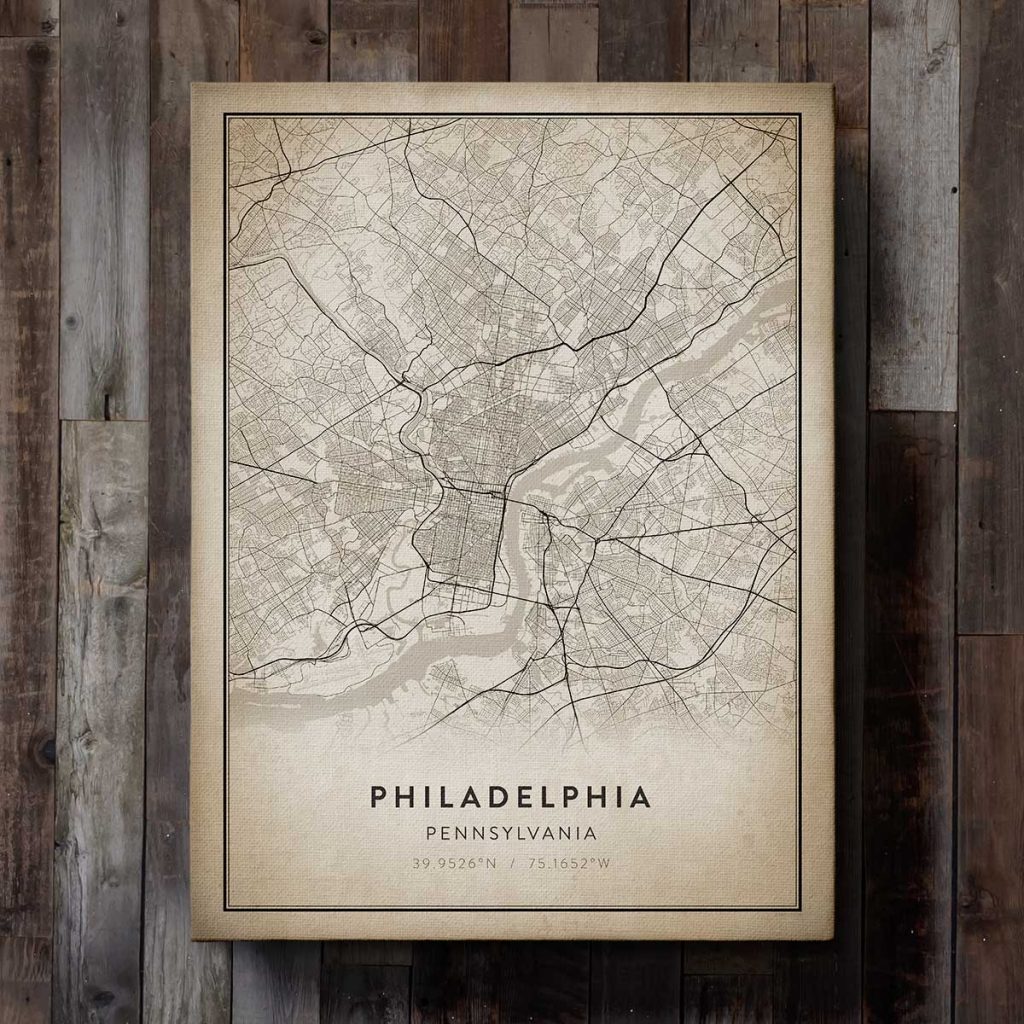 Vintage Philadelphia Map Art - Wright Edison
