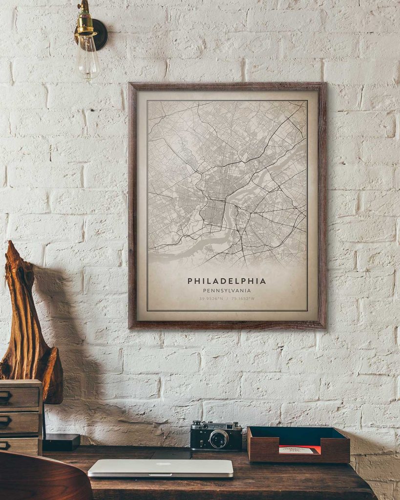 Vintage Philadelphia Map Art - Wright Edison